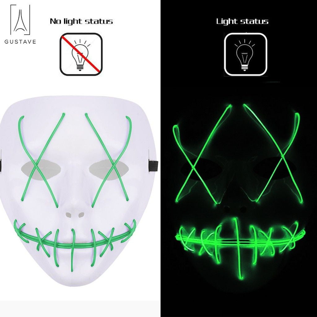 Gustave Scary Halloween LED Mask EL Grow Mask 3 Lighting Modes LED ...