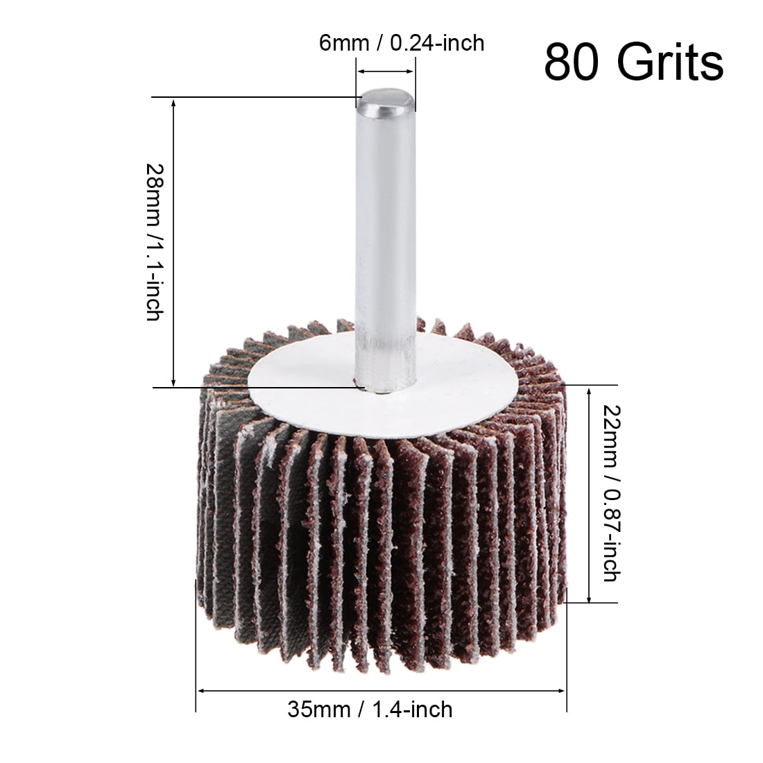 1.4-inch Flap Wheel 80 Grits 1/4-inch Shank Sanding Disc Abrasive Wheel ...