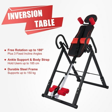 Gravity Inversion Table for Home Fitness & Pain Relief Therapy, Black ...