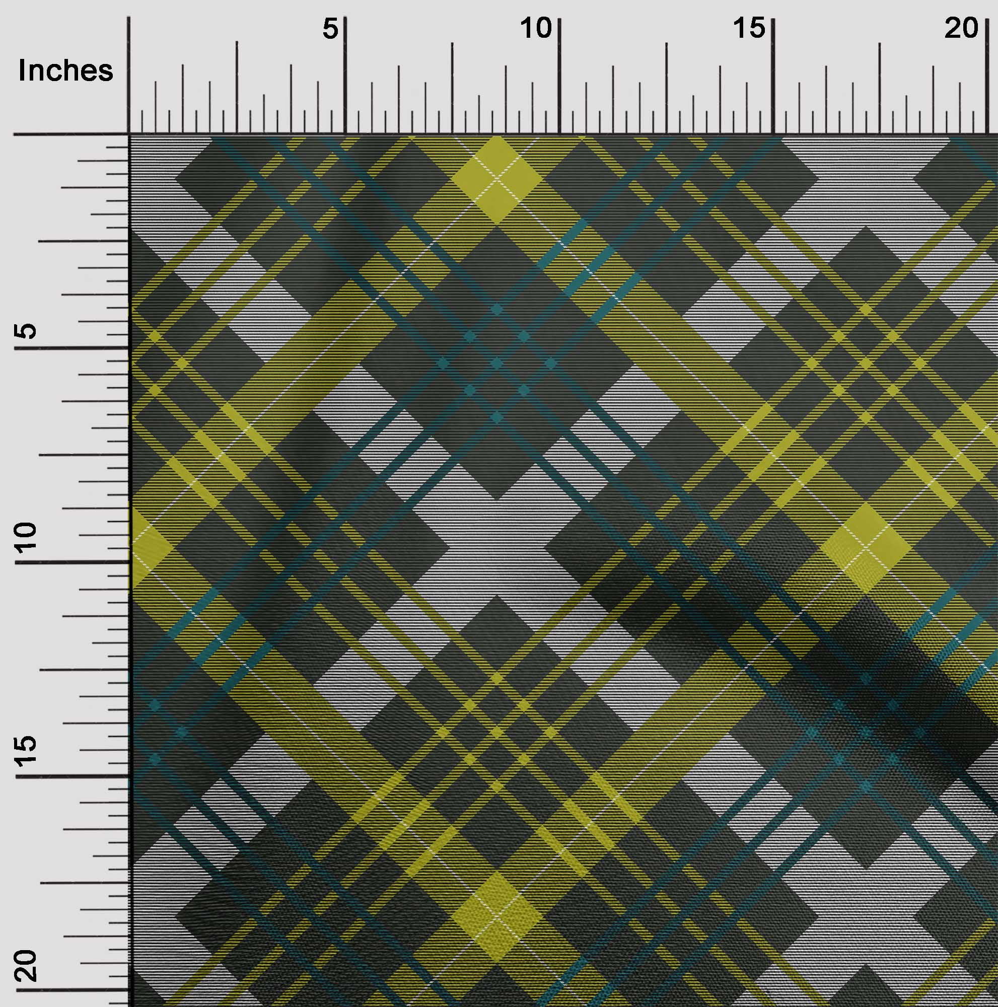 oneOone Organic Cotton Poplin Twill Fabric Tartan Check Print Fabric By ...