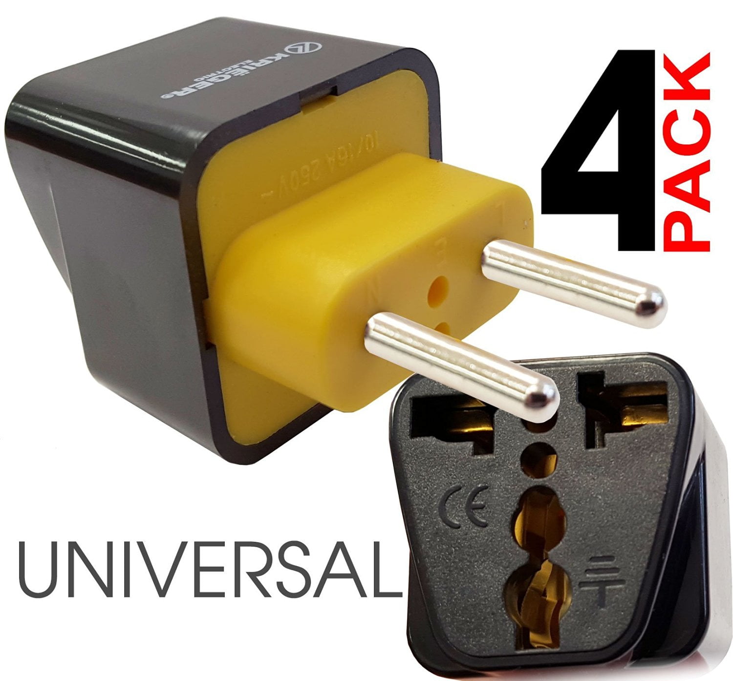 KRIEGER® Grounded Universal Plug Adapter for Most of Europe (type C ...