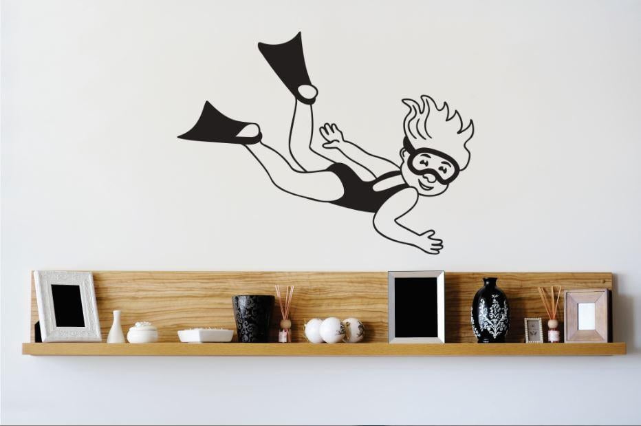 Vinyl Wall Decal Sticker : Snorkeling Scuba Diving Girl Image Bedroom ...
