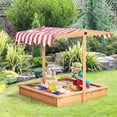 Dranite Children's Sandbox with Adjustable Cover, Wooden Sand Play with ...