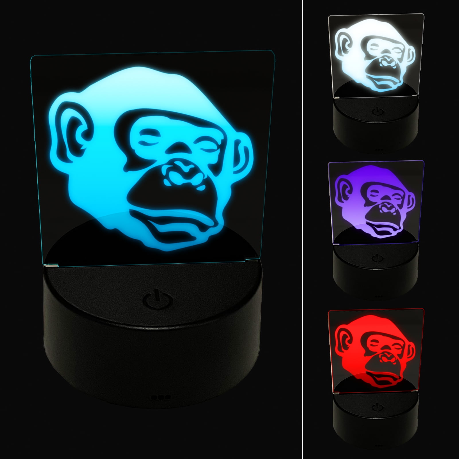 Bonobo Chimpanzee Ape Face LED Night Light Sign 3D Illusion Desk ...
