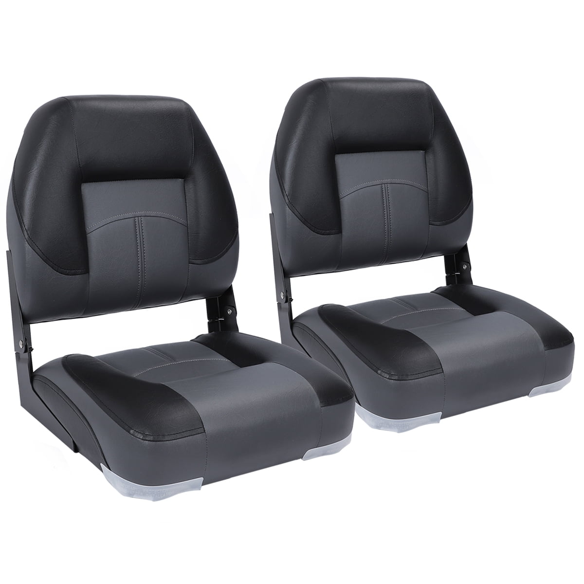 NORTHCAPTAIN Deluxe Charcoal/Black Low Back Folding Boat Seat, 2 Seats ...