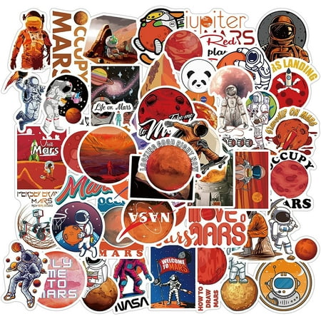 Mars Stickers (50 Pcs), Space Astronaut Vinyl Decal, Waterproof Sticker ...