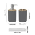 Bathroom Accessory Set, Black Ribbed with Bamboo Trim, 3 Pieces ...