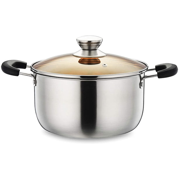 VeSteel 4 Quart Stock pot with Lid, Stainless Steel Soup Pasta Pot ...