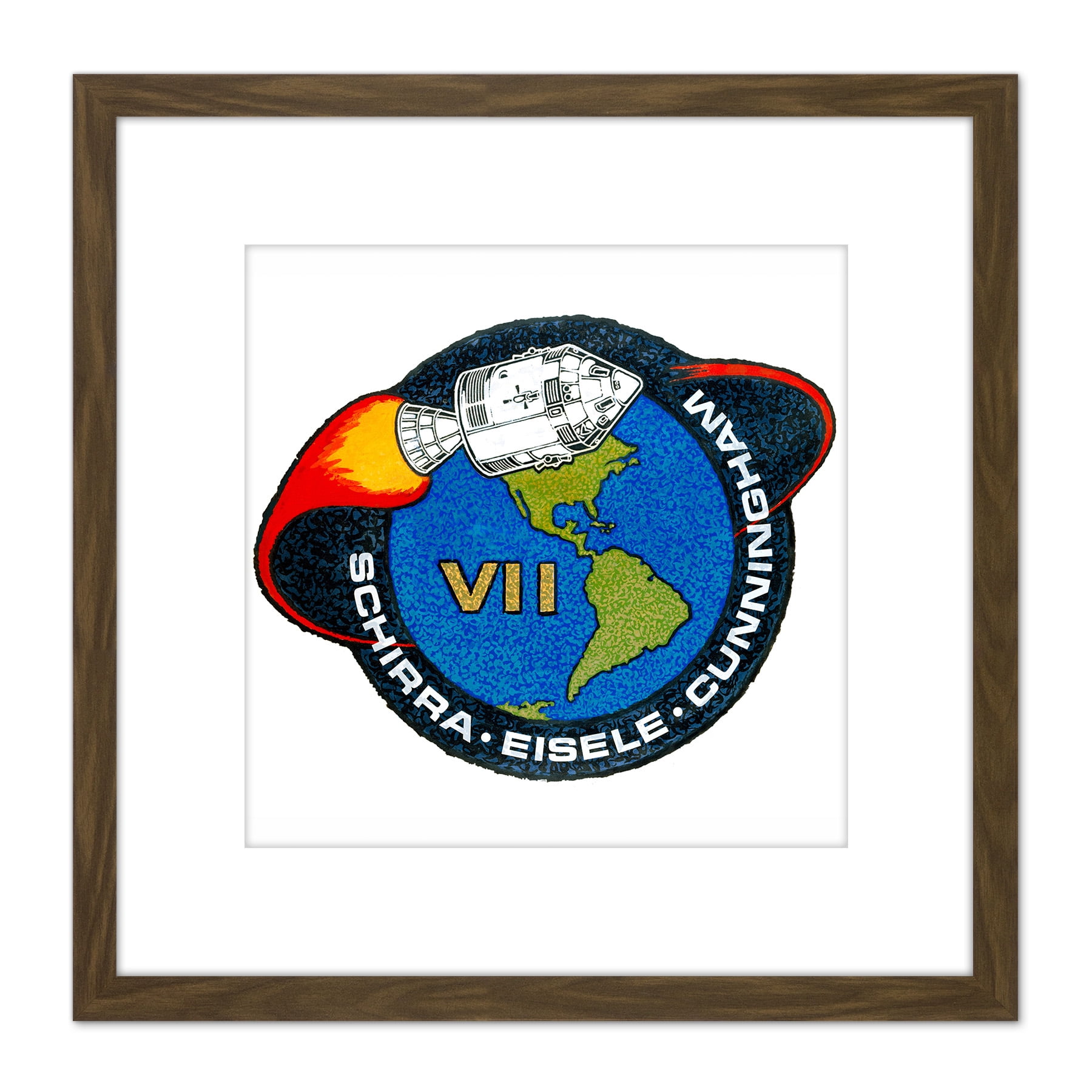 Space NASA Apollo 7 Mission Emblem Badge Patch 8X8 Inch Square Wooden ...