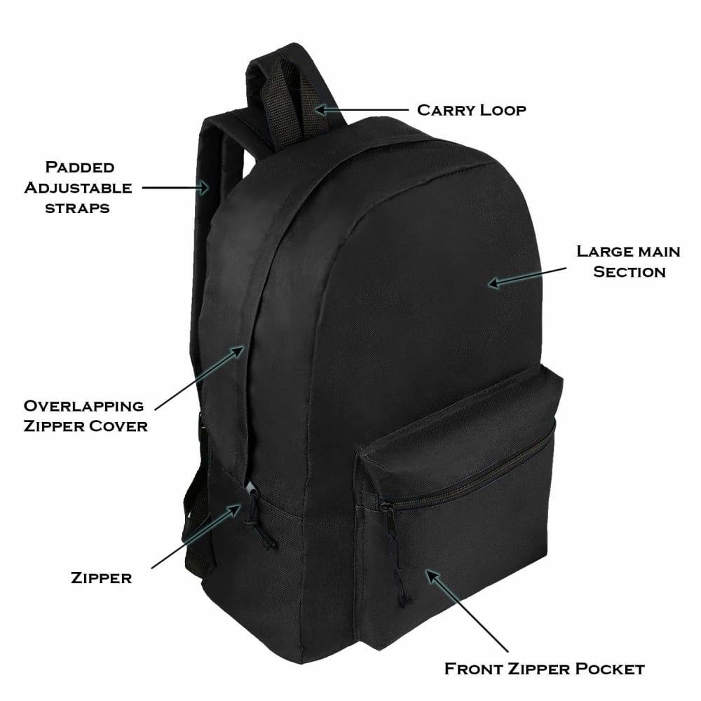 24 Pack - 17 Inch Basic Bulk Backpacks in Assorted Colors - Wholesale ...