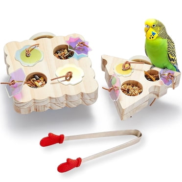 Bird Toys Bird Perch Parakeet Toys with Bell Colorful Bird Chewing ...