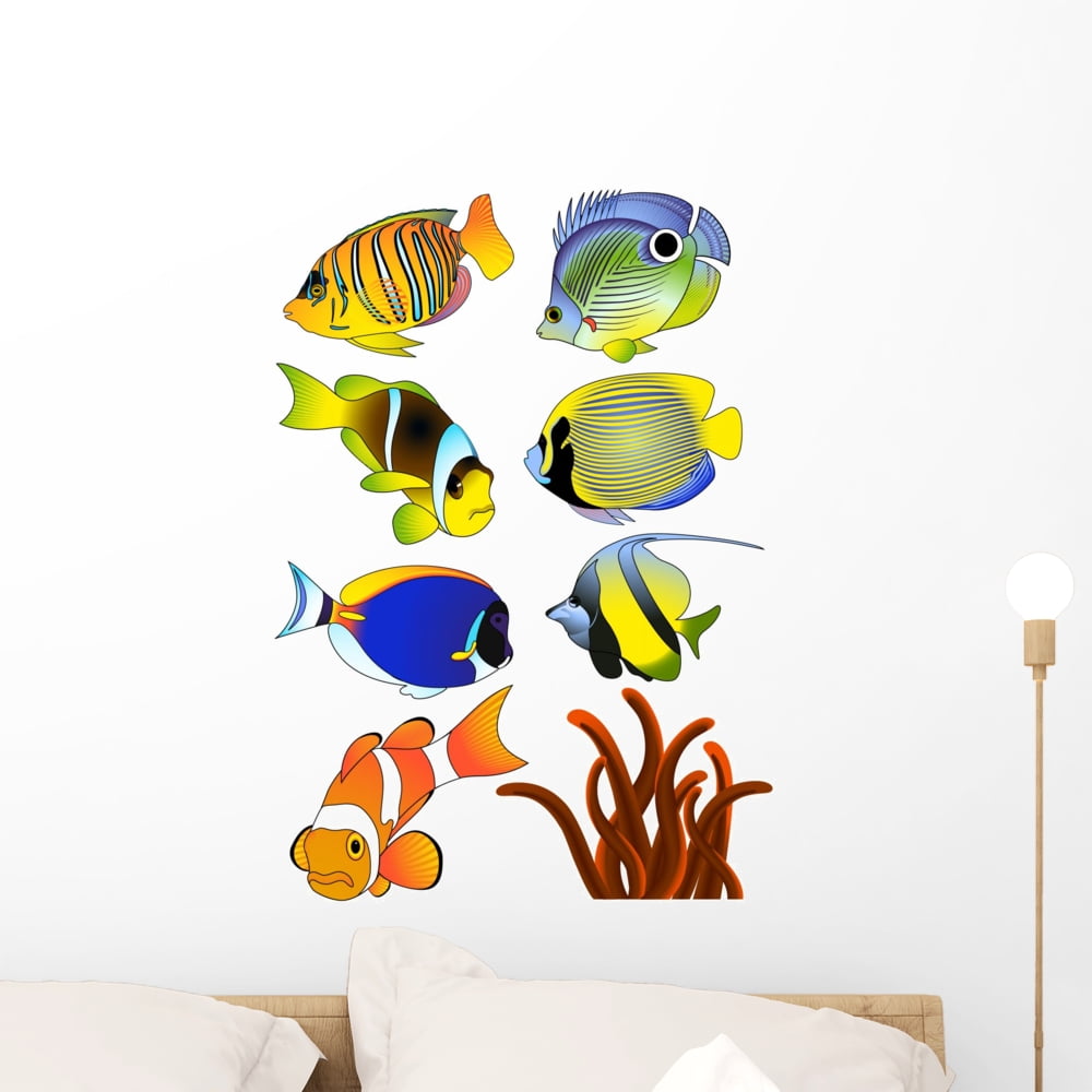 Exotic Fish Vector Illustartion Wall Decal by Wallmonkeys Peel and ...