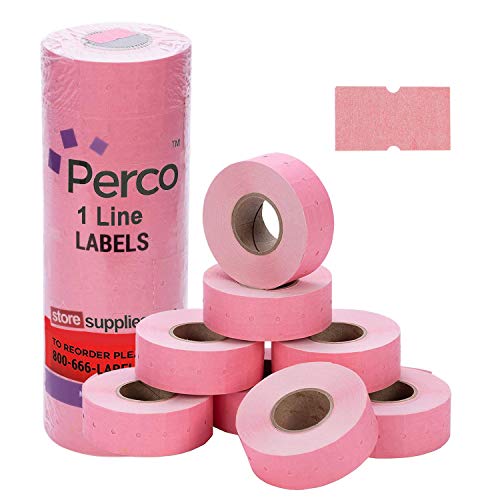 Perco 1 Line Pink Labels - 1 Sleeve, 8,000 Blank Pricing Labels for ...