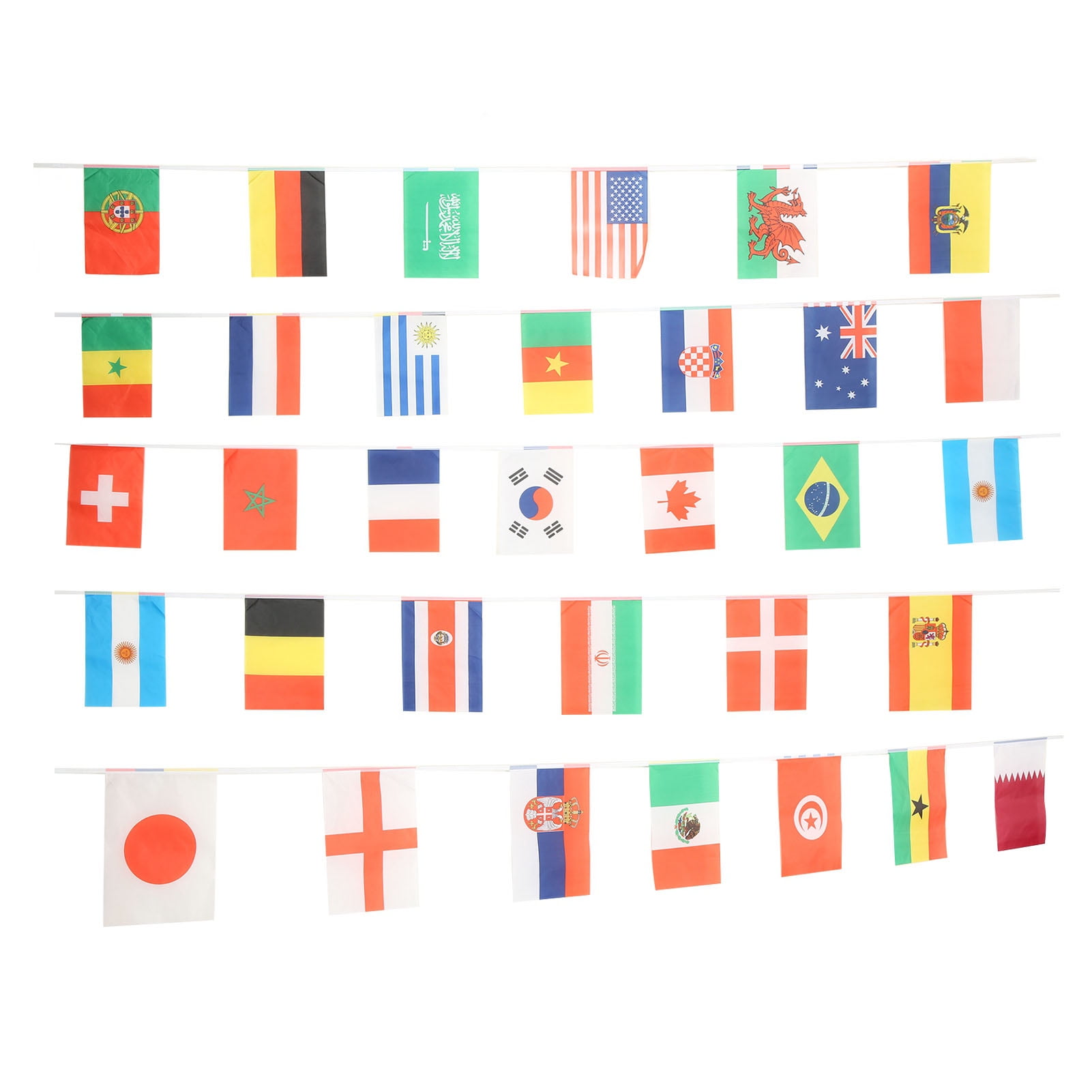 Banderines internacionales con bandera de cuerda, 32 equipos, países ...
