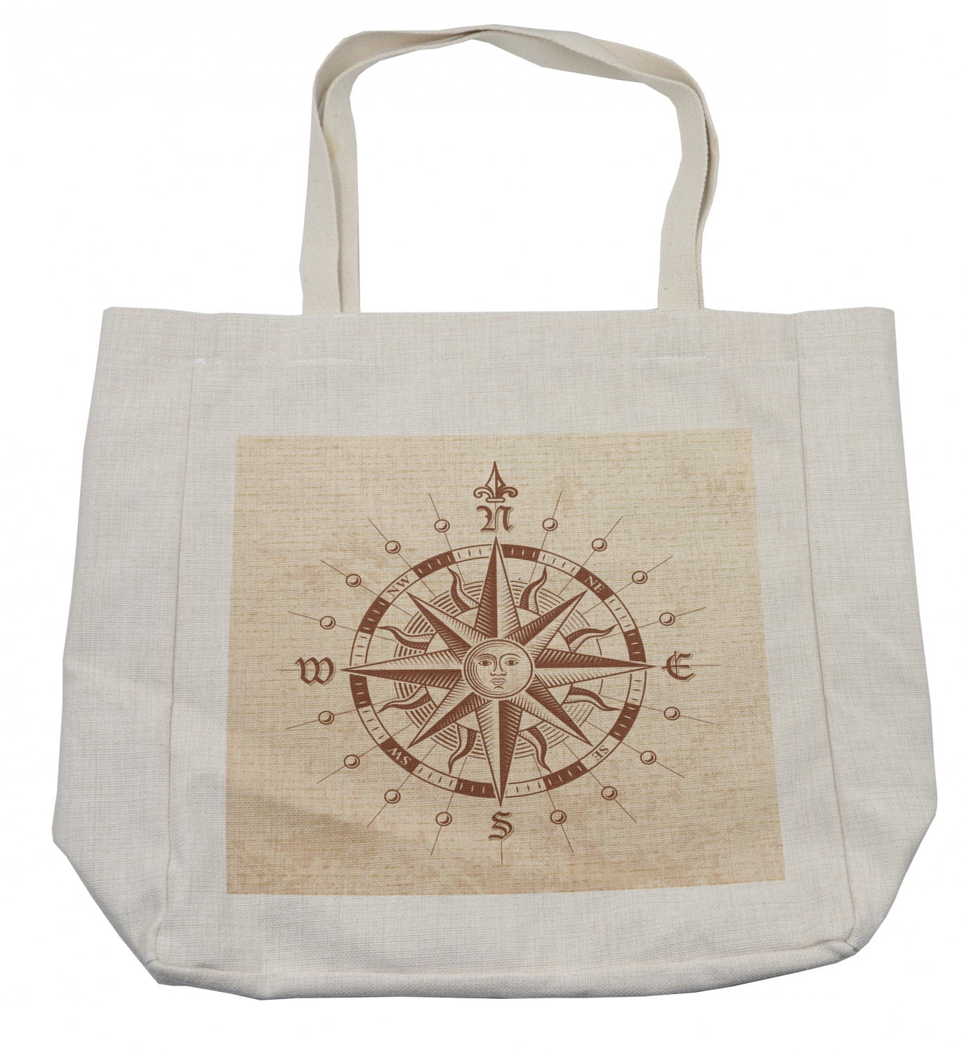 Compass Shopping Bag, Old Compass Rose a Sun Face Lady on It Instrument ...