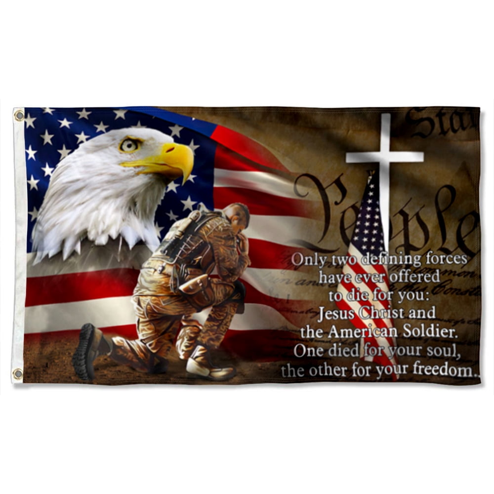Cayyon Jesus Flag 3x5Feet Owe To Jesus Christ And The American Soldier ...