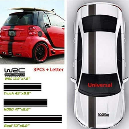 4pcs Car Auto Hood Vinyl Stickers Engine Cover Stripe Sticker White ...