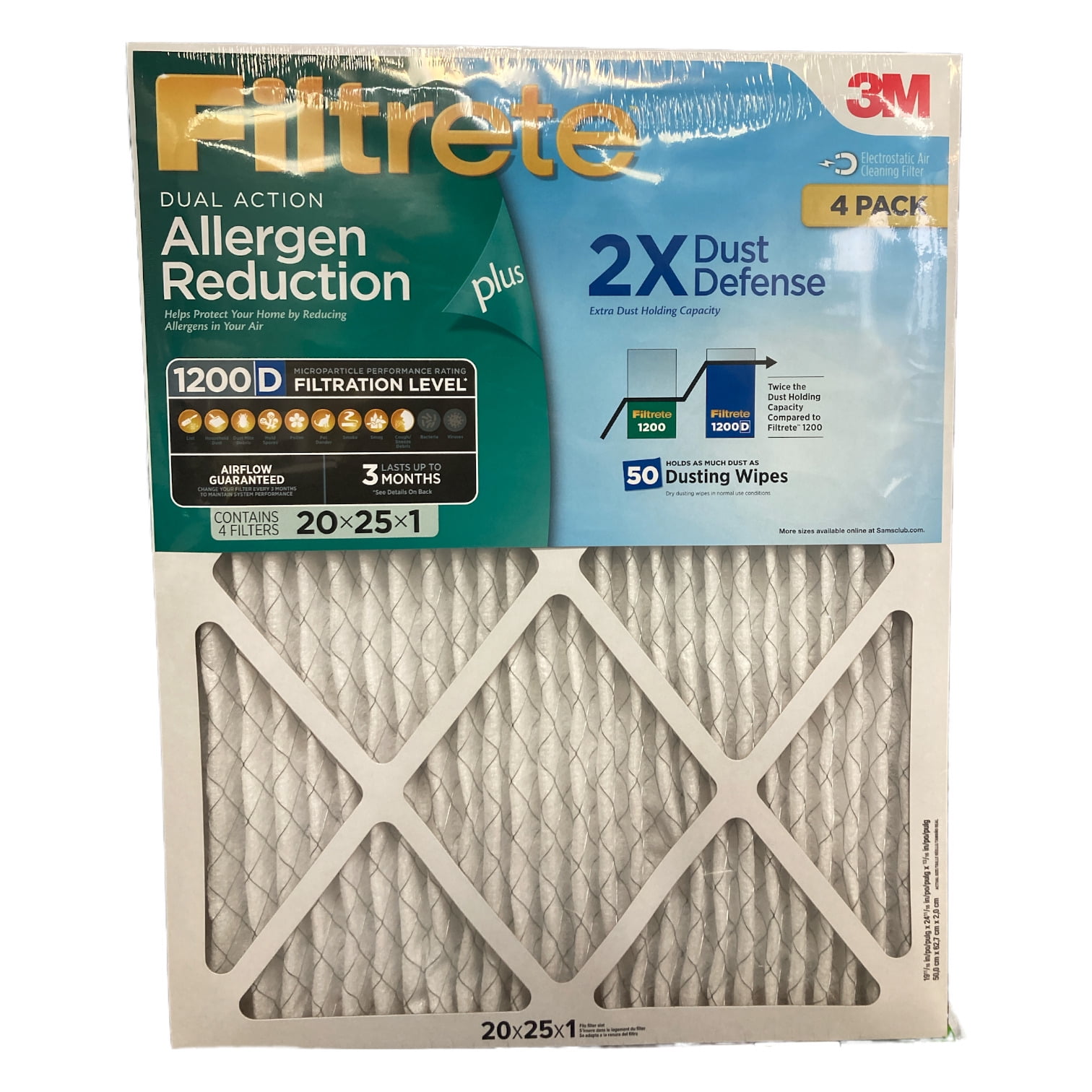 4 Pack Filtrete Allergen Reduction Filters 20x25x1 - Walmart.com