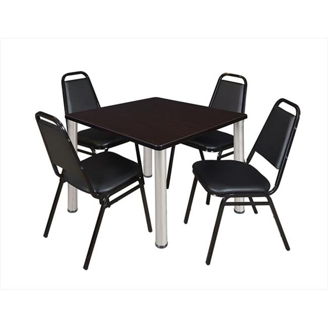 Regency 5-Piece 42" Square Table with Chrome Post Legs with 4 Stackable ...