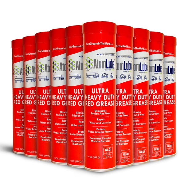 AtomLube Ultra Heavy Duty Red Grease, 10-Pack of 14 Oz. | Waterproof ...