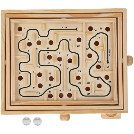 Wood Labyrinth Table Maze/Balance Board Table Maze Solitaire Game for ...