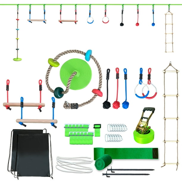 JumpTastic 50Ft Ninja Warrior Obstacle Course with Monkey bars, Rope ...