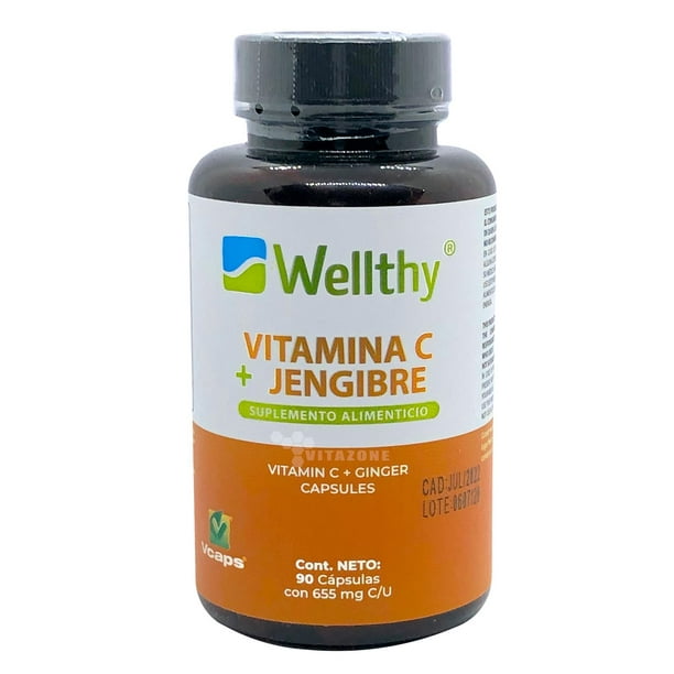 Vitamina C Jengibre 90 cápsulas Wellthy Wellthy WELLVITCJENGIBRE ...