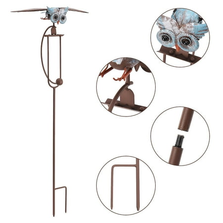 Wing Flapping Kinetic Metal Owl Yard Stake Rocking Wind Spinner Whirly ...