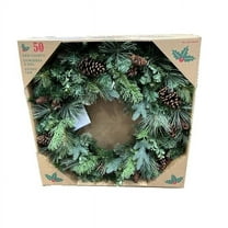 32" Pre-lit Christmas Greenery Wreath with 50 Dual Color Lights for ...