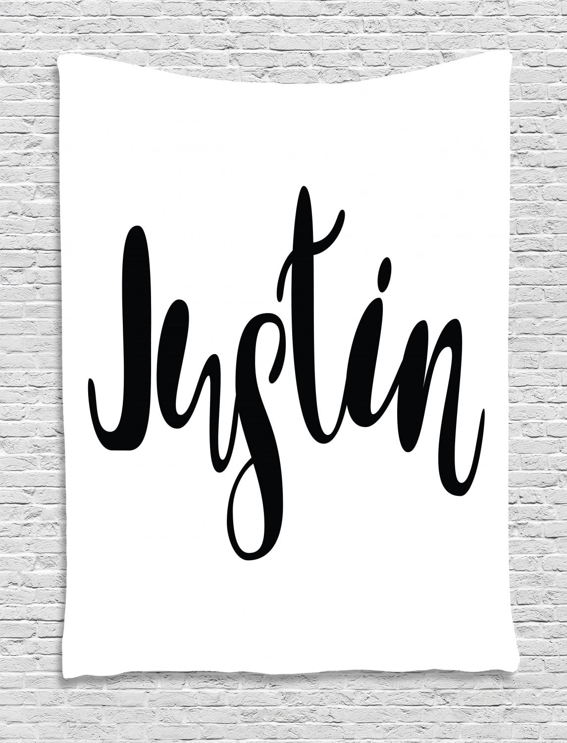 Justin Tapestry, Modern Calligraphy with Popular Male Name Monochrome ...