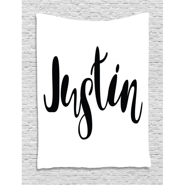 Justin Tapestry, Modern Calligraphy with Popular Male Name Monochrome ...