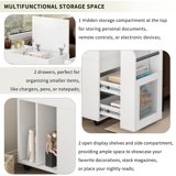 Multifunctional Extendable End Table with 360° Lockable Wheels, Wood ...
