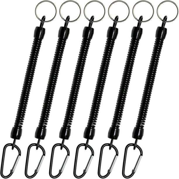 6.89 inch Black Fishing Lanyards Retractable Spiral Spring Lanyard ...