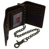 RFID Safe Vintage Brown Leather Biker Trifold Chain Wallet with Chain ...