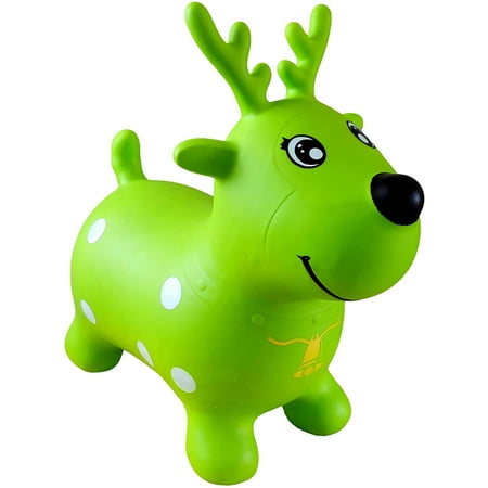 IGUOHAO Green Reindeer Bouncer with Hand Pump, Inflatable Space Hopper ...