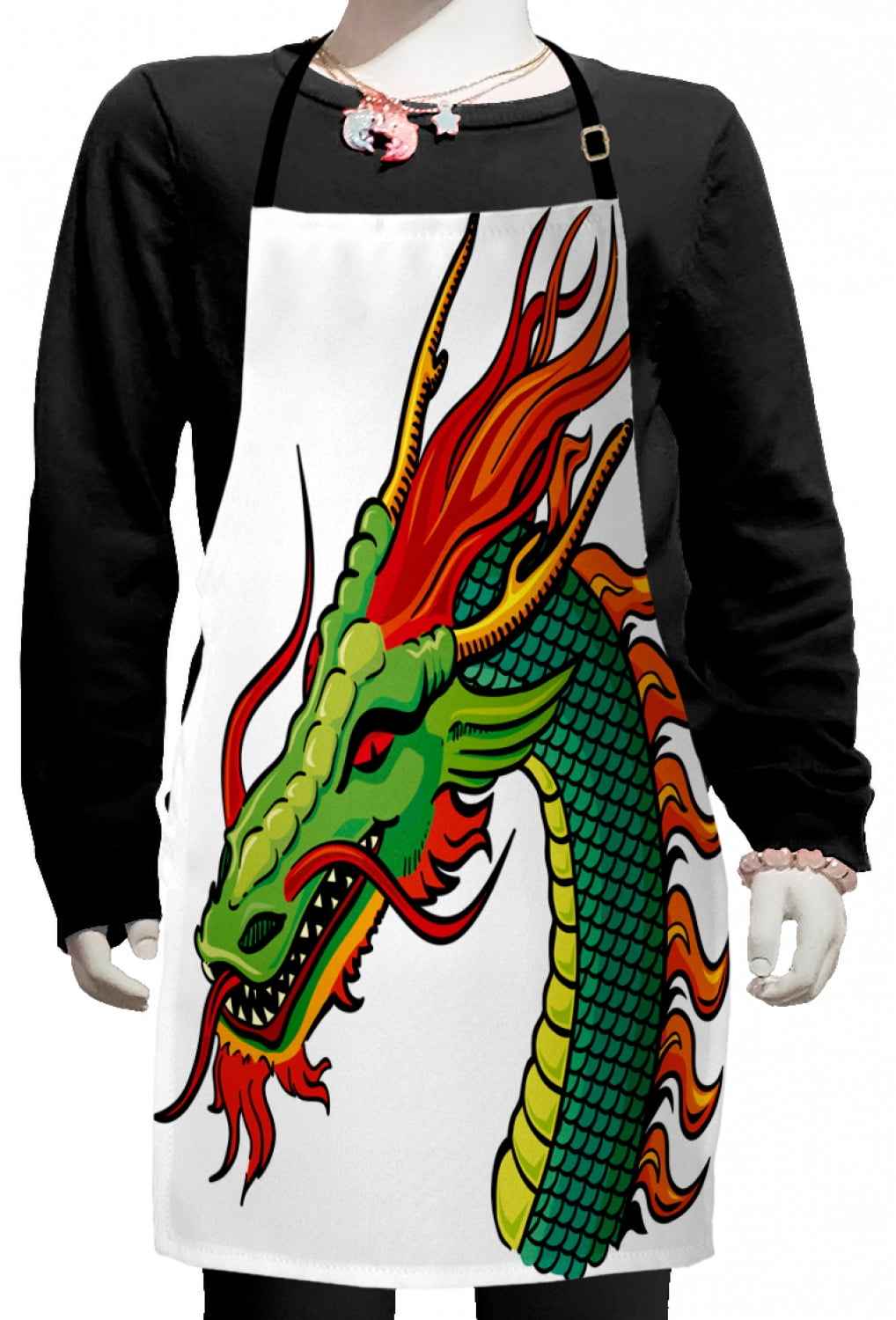Dragon Kids Apron, Monster Head Portrait Traditional Danger Retro ...
