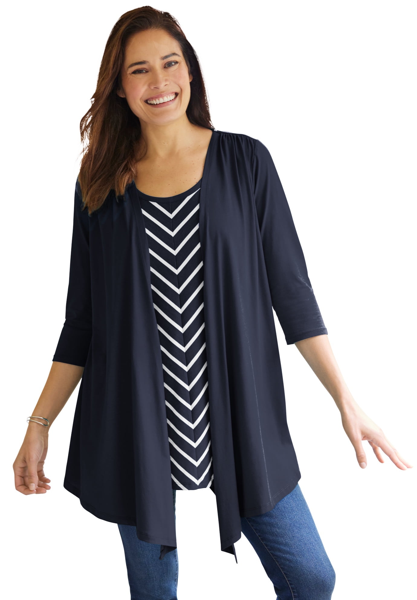 Woman Within Women's Plus Size Layered 2-In-1 Tunic Tunic - Walmart.com