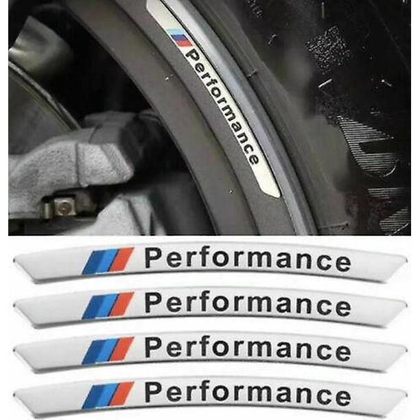 4Pcs alloy m performance wheel rim sticker emblem set for bmw chrome ...
