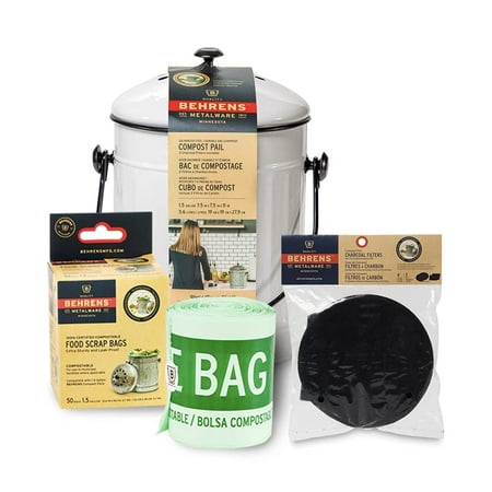 Behrens Countertop Compost Bin with Lid, 4 Charcoal Filters and 50 ...