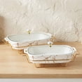 13x9 Ceramic Casserole Dish with Glass Lid and Gold Plated Base, 2.2 ...