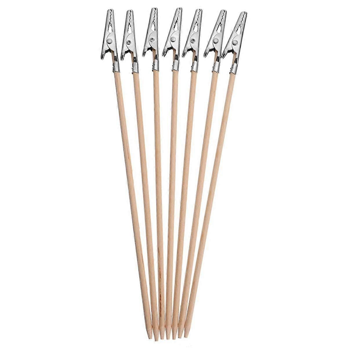 100 Pcs Bamboo Alligator Clamp Clips Stick Long- Tailed Alligator Clip ...
