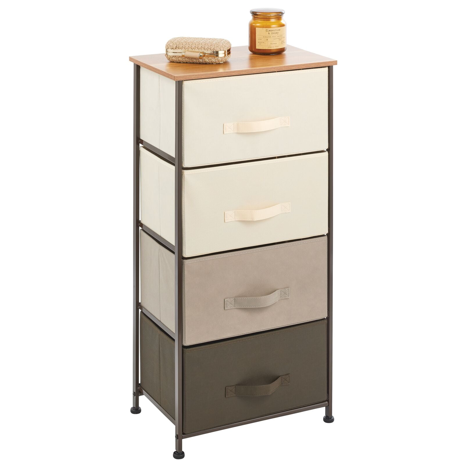 mDesign Tall Dresser Storage Tower Stand with 4 Removable Fabric ...