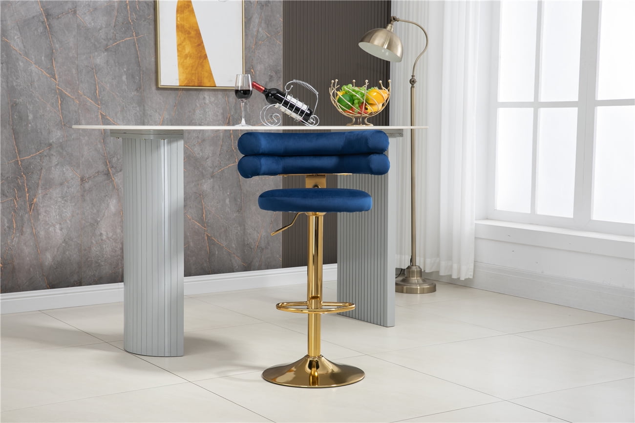 Velvet Bar Stool, Modern Upholstered Adjustment Height Bar Stool ...