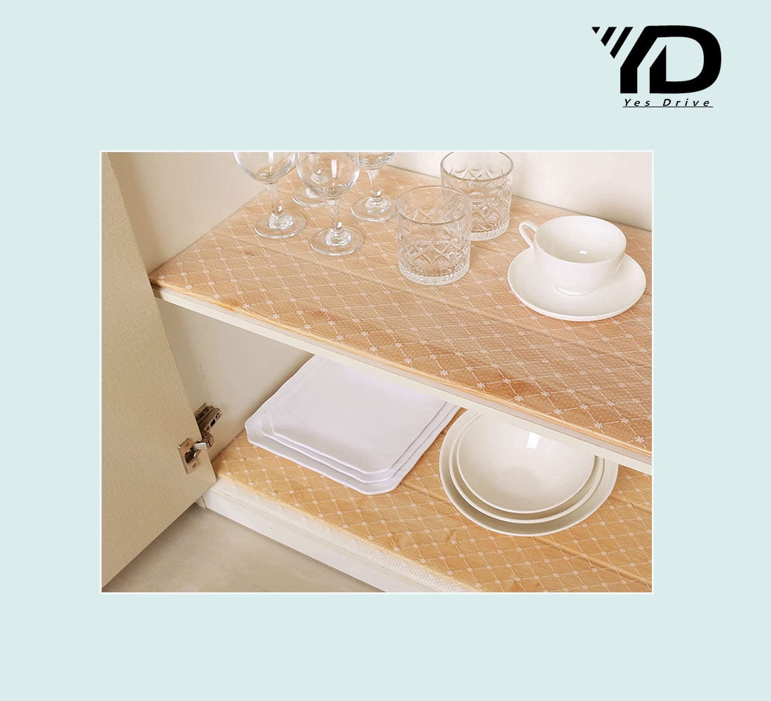 Shelf Liners for Kitchen Cabinets, Non-Adhesive EVA Drawer Liner, Non ...