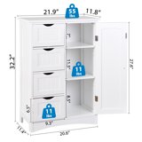 HomGarden Bathroom Floor Cabinet Kitchen Side Storage Organizer W/ 4 ...