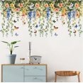 2PC Green Plant Vine Flower Butterfly Wall Decals - Self-Adhesive ...