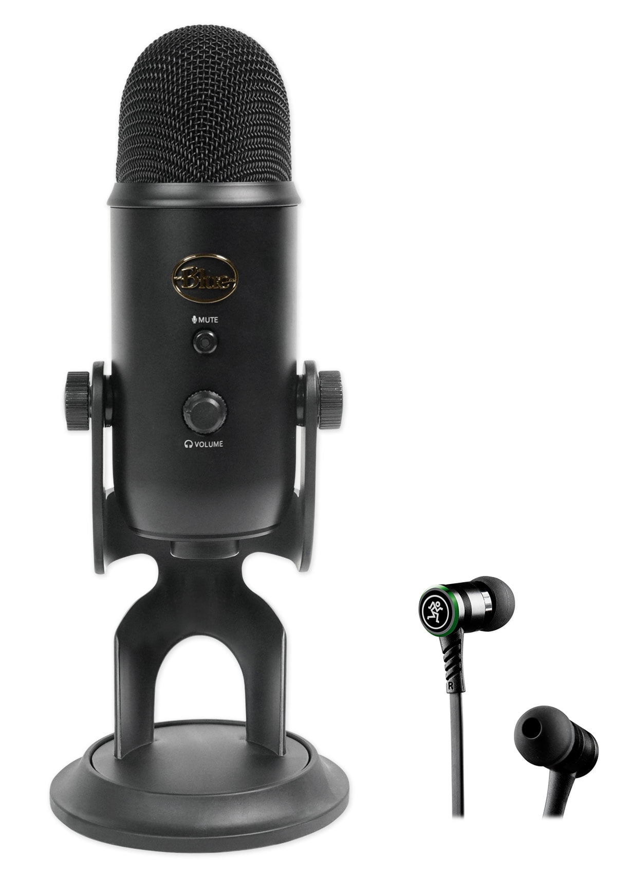 Blue Yeti Blackout Studio USB Black Recording Microphone Mic+Mackie ...