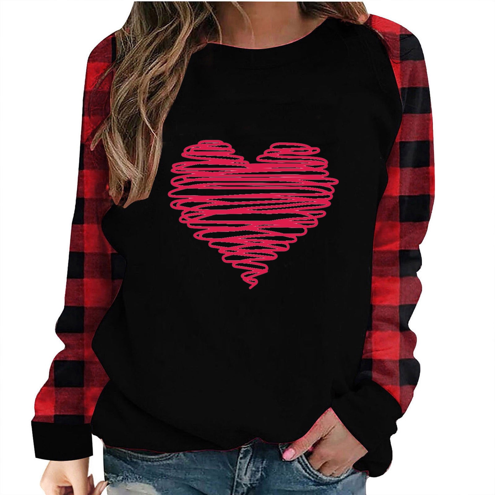 Click here for Aherbiu Womens Long Sleeve Tops Valentines Heart P... prices