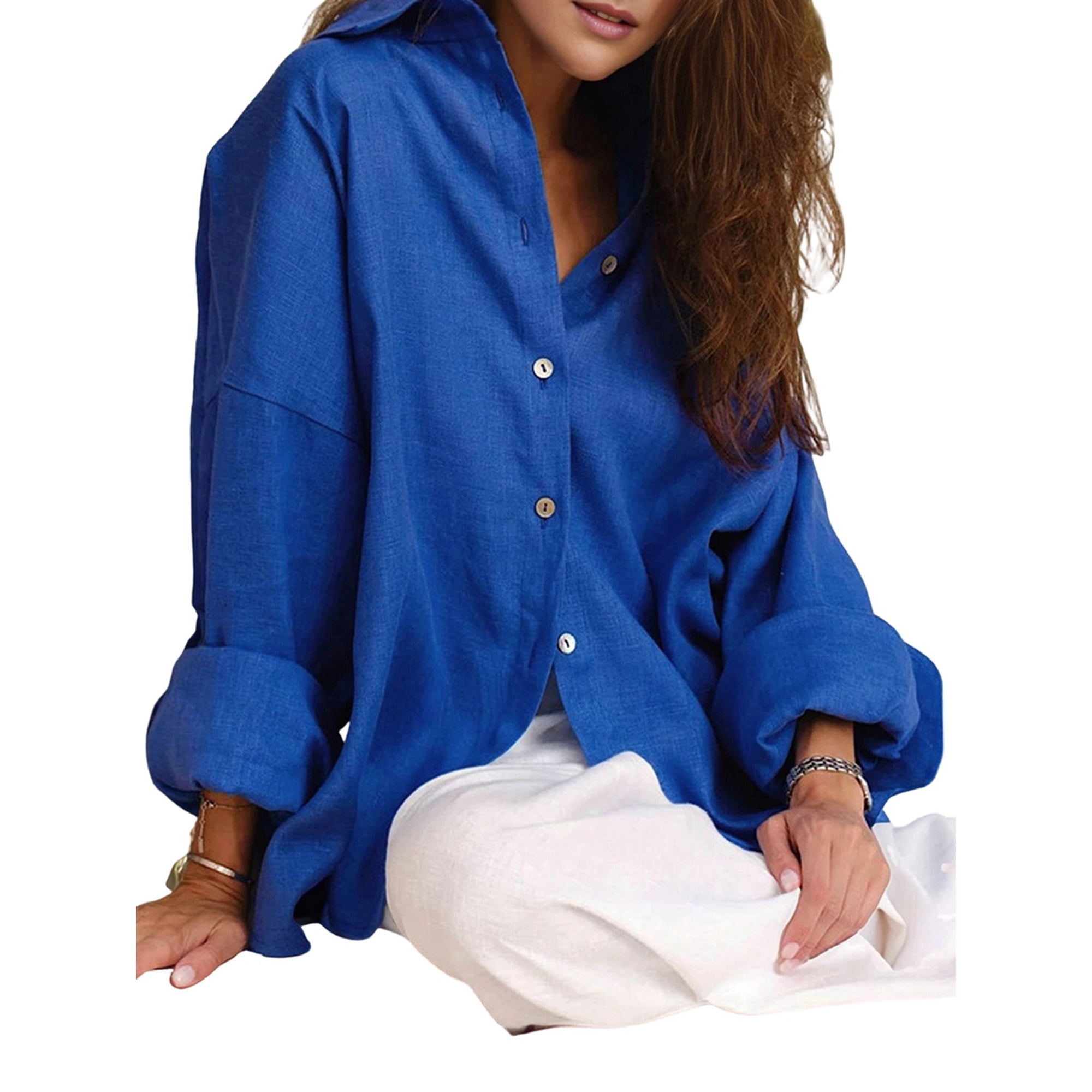 Click here for Unbranded Womens Cotton Button Down Shirt Collared... prices