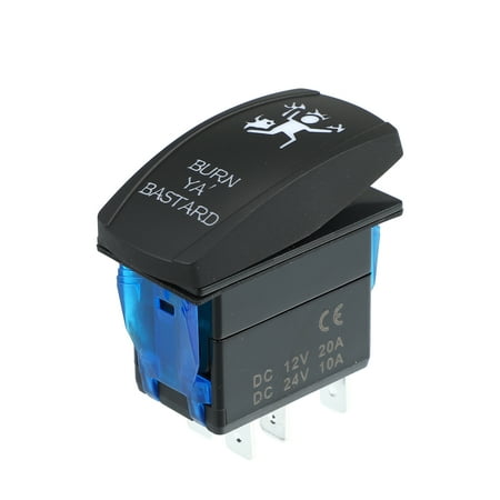 Burn Ya Bastard Rocker Switch 5Pin On-Off Blue LED Light 12V/24V Switch ...
